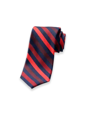 PAUL FREDRICK Patterned Woven Silk Neck Tie - Red/navy