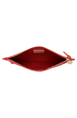 Clare V. Perforated Leather Clutch - Bright Poppy