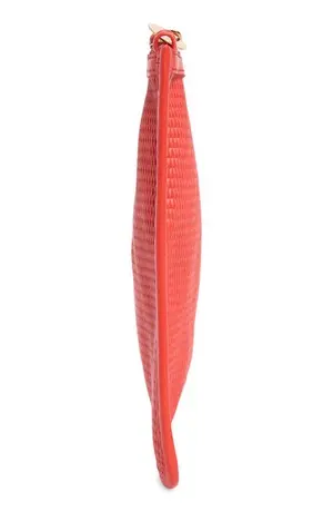 Clare V. Perforated Leather Clutch - Bright Poppy