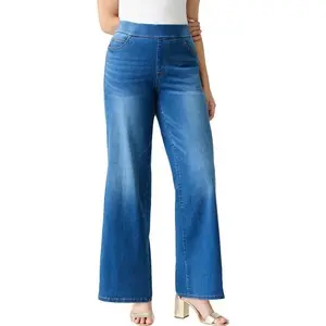 Roaman's 360° Stretch Wide Leg Jean - Medium Stonewash