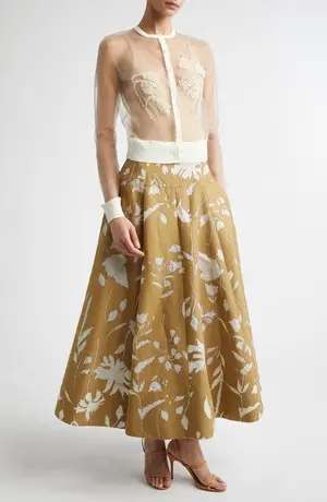 Lela Rose Floral Jacquard Full Skirt