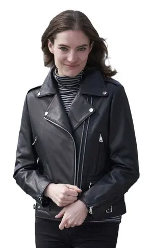 BLUE DUCK Leather Motorcycle Jacket - Black