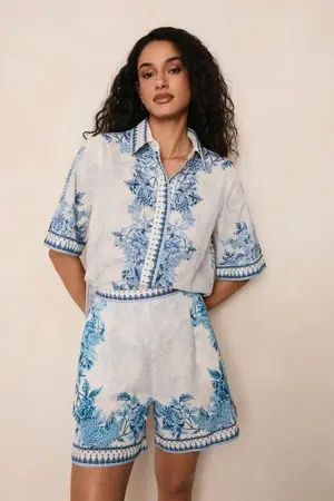RAISHMA Printed Cotton Relaxed-fit Shorts