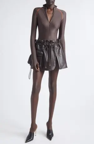 LAQUAN SMITH Leather Utility Mini Skirt
