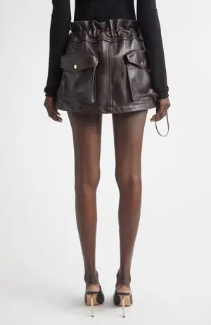 LAQUAN SMITH Leather Utility Mini Skirt