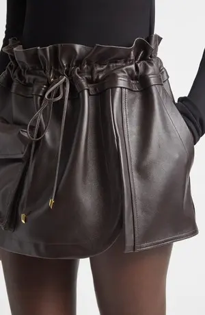 LAQUAN SMITH Leather Utility Mini Skirt