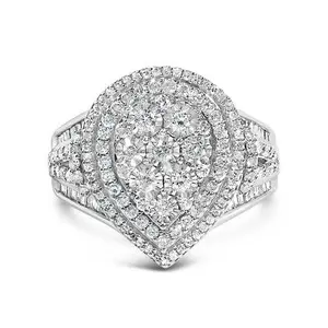 HAUS OF BRILLIANCE Sterling 1 Cttw Diamond Pear-shaped Ring - Silver