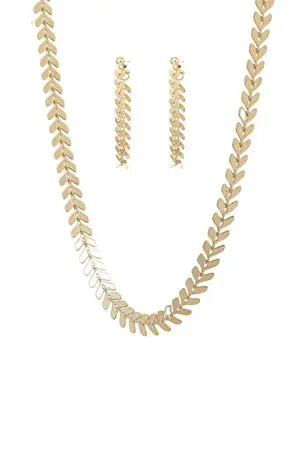 BEARFRUIT JEWELRY Elara Chevron Necklace And Earring Set - Gold