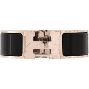 Hermès Clic H Enamel Wide Bracelet - Black