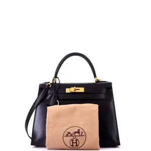 Hermès Kelly Handbag Box Calf With Gold Hardware 28 - Black
