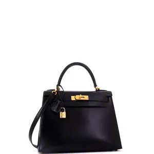 Hermès Kelly Handbag Box Calf With Gold Hardware 28 - Black