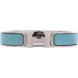 Hermès Clic H Enamel Narrow Bracelet Blue