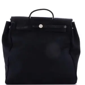 Hermès Herbag Toile And Leather Mm - Black