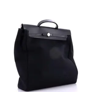 Hermès Herbag Toile And Leather Mm - Black