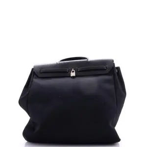 Hermès Herbag Toile And Leather Mm - Black