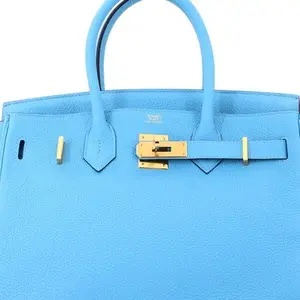 Hermès Birkin Handbag Togo With Gold Hardware 30 - Blue