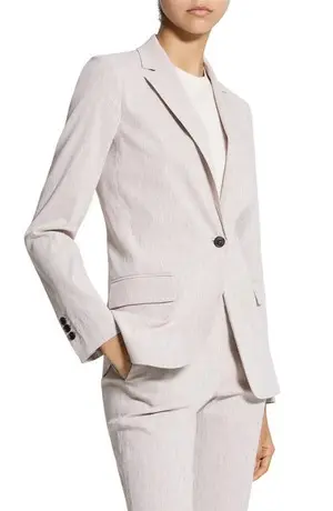 Theory Linen Blend Blazer - Cognac Multi