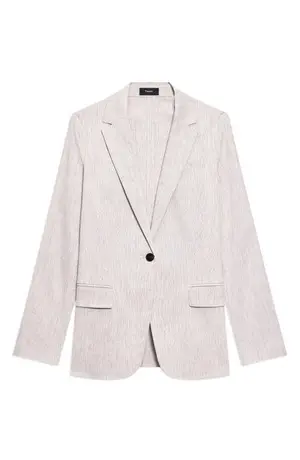 Theory Linen Blend Blazer - Cognac Multi