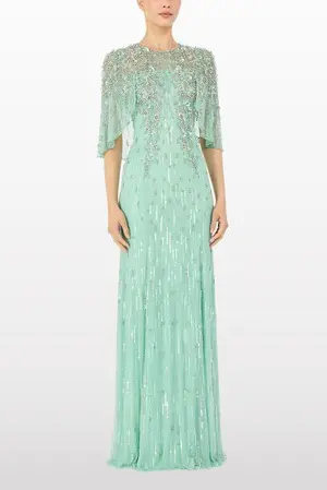 Jenny Packham Astra Sequin-embellished Maxi Gown - Mint