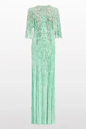 Jenny Packham Astra Sequin-embellished Maxi Gown - Mint