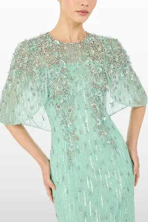 Jenny Packham Astra Sequin-embellished Maxi Gown - Mint