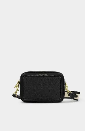 KATIE LOXTON Avery Raffia Small Crossbody Bag - Black