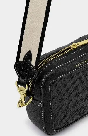 KATIE LOXTON Avery Raffia Small Crossbody Bag - Black