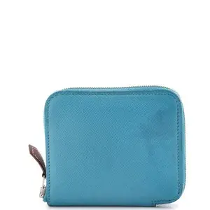 Hermès Azap Zip Around Wallet Silk'in Epsom Compact - Blue
