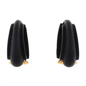 Hermès Epure Equestre Leather And Metal Earrings - Black