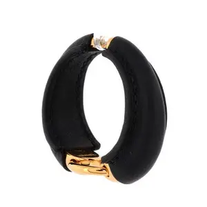 Hermès Epure Equestre Leather And Metal Earrings - Black
