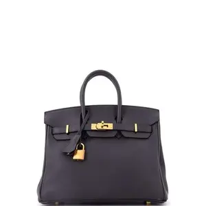 Hermès Birkin Handbag 25 Grey Jonathan With Gold Hardware - Graphite