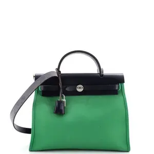 Hermès Herbag Zip Leather And Toile 31 - Green