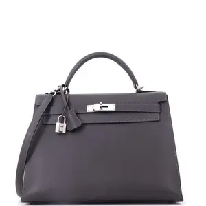 Hermès Kelly Handbag Epsom With Palladium Hardware 32 - Grey