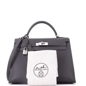 Hermès Kelly Handbag Epsom With Palladium Hardware 32 - Grey