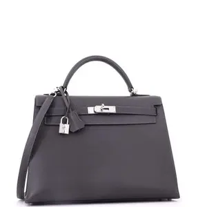 Hermès Kelly Handbag Epsom With Palladium Hardware 32 - Grey