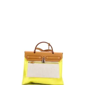 Hermès Herbag Zip Berline Vache Canvas And Leather 31 - Yellow