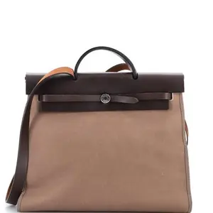 Hermès Herbag Zip Leather And Toile 39 - Grey