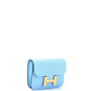 Hermès Constance Slim Wallet Epsom - Celeste