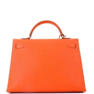 Hermès Kelly Handbag Orange Epsom With Palladium Hardware 35