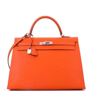Hermès Kelly Handbag Epsom With Palladium Hardware 35 - Orange