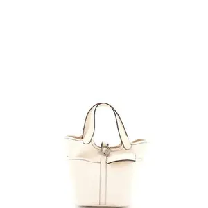 Hermès Cargo Picotin Lock Bag Canvas And Swift Pm - White