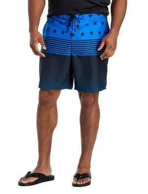HARBOR BAY BY DXL Patriotic Board Shorts - Blue Multi