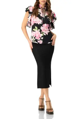 IVONNE Midi Knit Skirt With Slits
