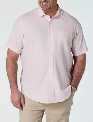 OAK HILL BY DXL Big & Tall Linen-blend Sport Shirt V2 - Pink