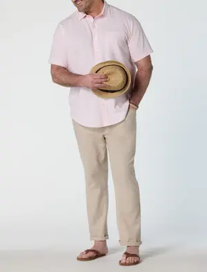 OAK HILL BY DXL Big & Tall Linen-blend Sport Shirt V2 - Pink