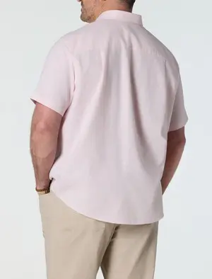 OAK HILL BY DXL Big & Tall Linen-blend Sport Shirt V2 - Pink