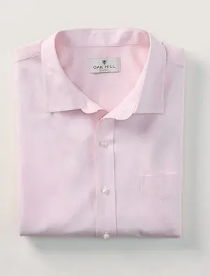 OAK HILL BY DXL Big & Tall Linen-blend Sport Shirt V2 - Pink