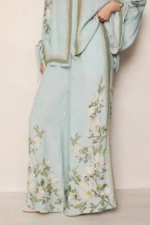 RAISHMA Hilda Floral Print Wide-leg Trousers