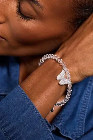 ALEX AND ANI Glass Butterfly Charm Bangle