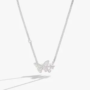 ALEX AND ANI Glass Butterfly Pendant Necklace - Silver